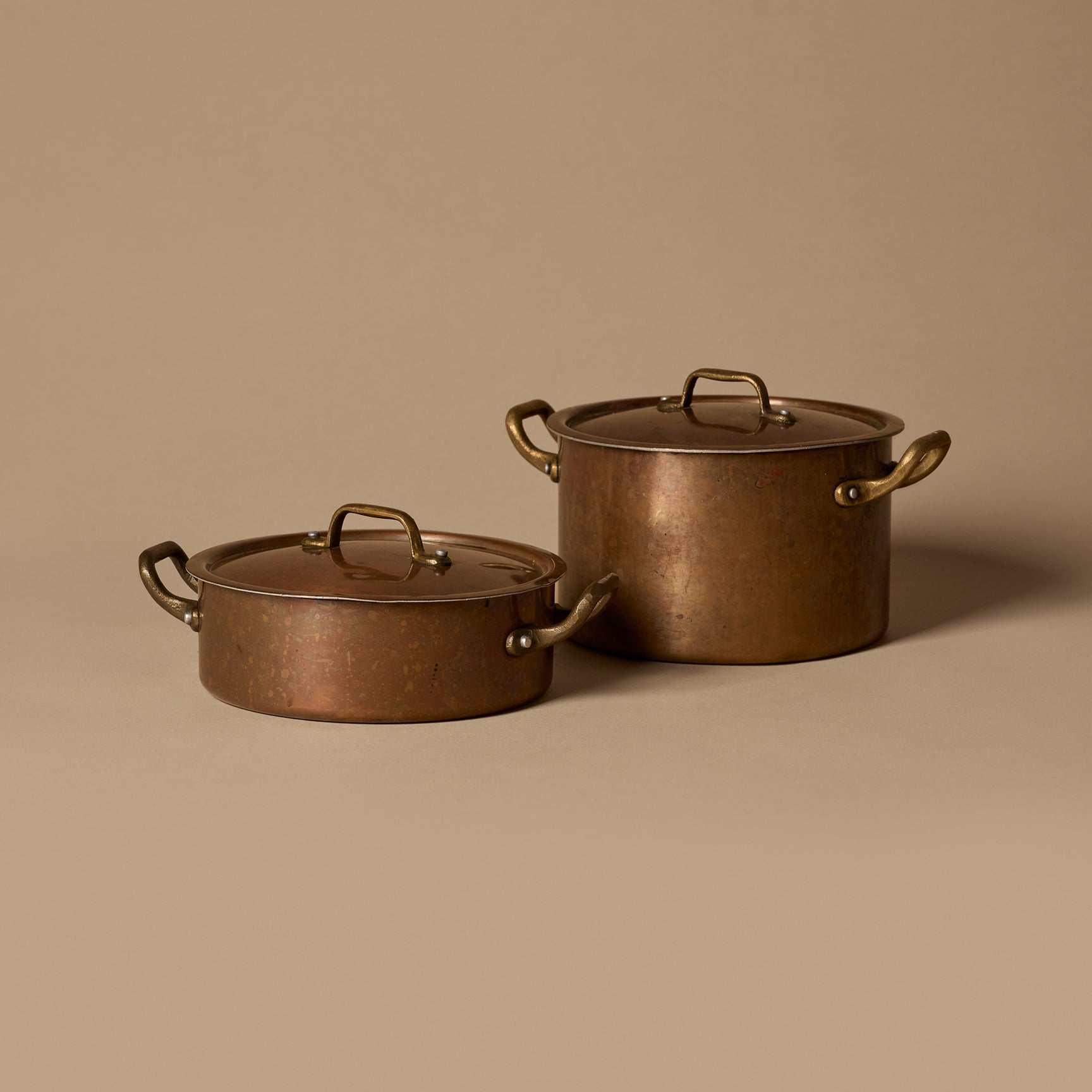 Duo de Pots en Cuivre Vintage Français – Blanc Marine Boutique